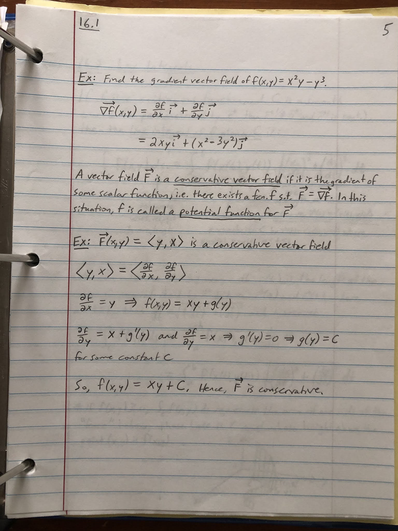 Professor Frank’s Math Blog: 16.1 Vector Fields Notes