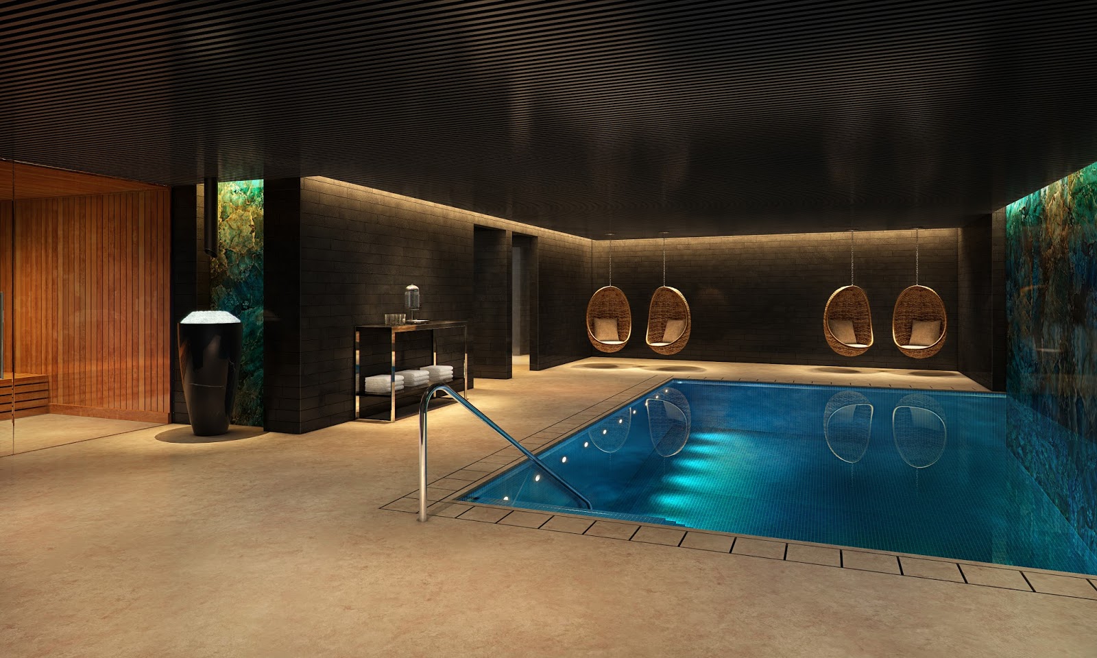 3D Visualization: Indoor Swimming Pool Render