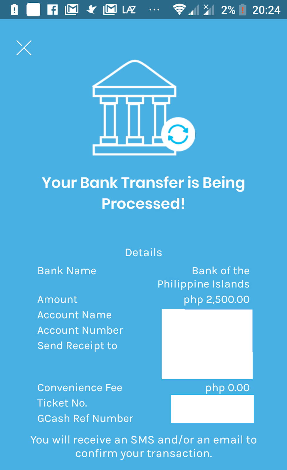 .: Skip the line. Transfer funds through GCASH’s Instapay to Bank