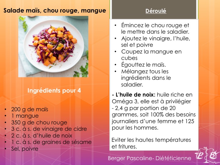 Pasca Tartine Salade Maïs Chou Rouge Et Mangue