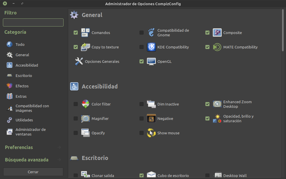 Configurar Compiz Fusión en Linux Mint 20 ~ Linuxeros