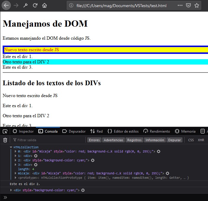 Alto Código: JavaScript manejando el DOM por sus etiquetas