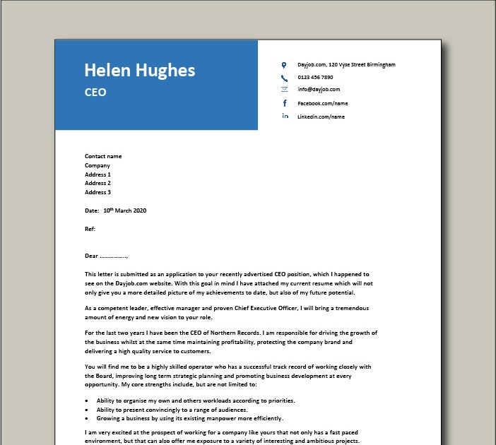 Ceo Cover Letter ~ Resume Letter
