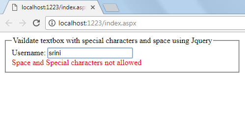 Avoid special characters and space to enter in textbox using Jquery ...