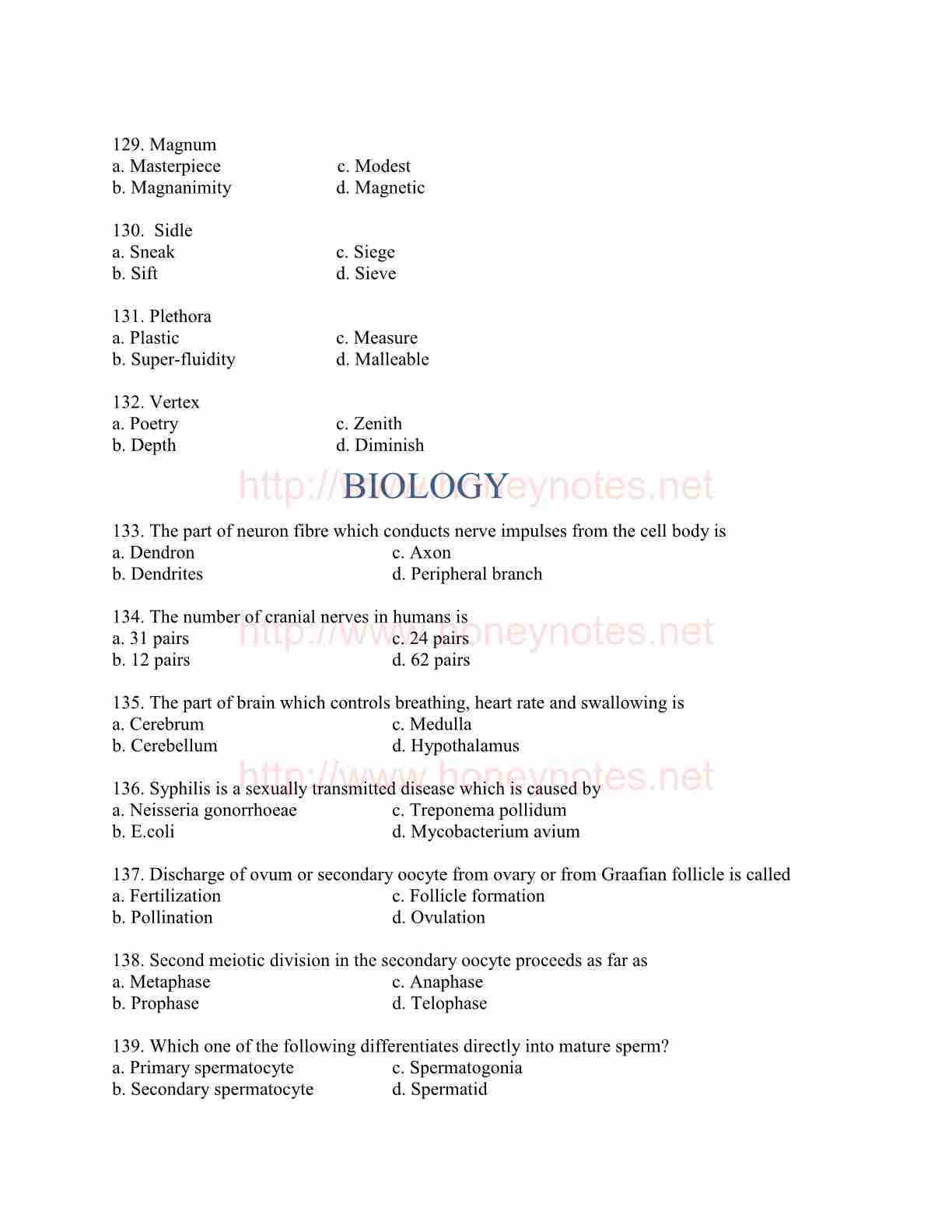 Biology Important MCQs For MCAT Preparation (UHS Past Papers 2012) Biology Important MCQs For MCAT Preparation (UHS Past Papers 2012)