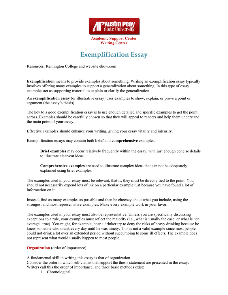 Example Exemplification Essay ~ Resume Letter
