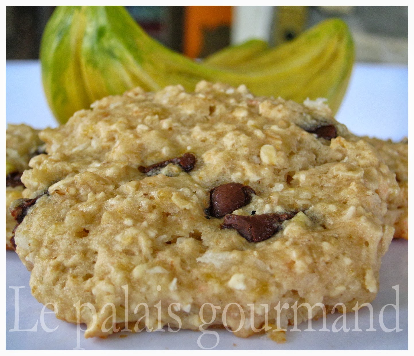 Le palais gourmand: Biscuits aux bananes, avoine, noix de coco et chocolat