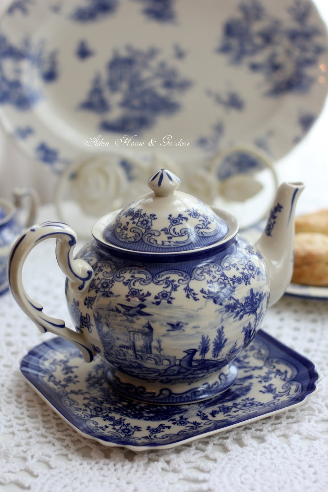 Aiken House & Gardens: Blue & White Transferware Tea