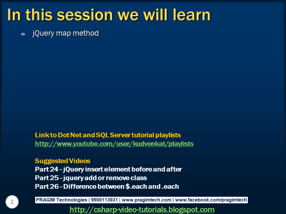 Sql Server Net And C Video Tutorial Jquery Map Method