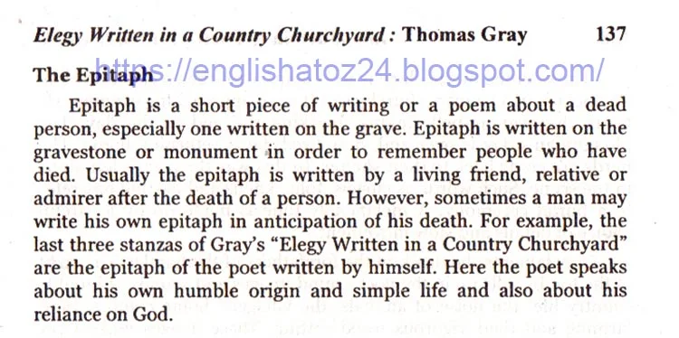 Short Notes (Elegy written in a country churchyard – Thomas Gray ...