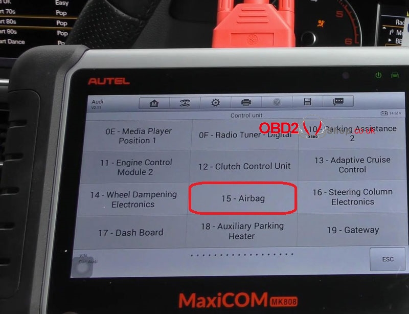 Audi SRS Airbag Light Reset via Autel MaxiCOM MK808