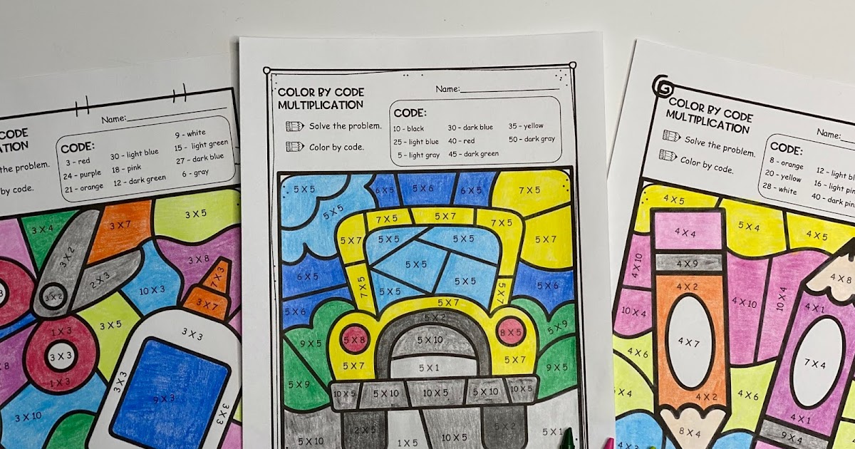 An Apple For The Teacher: Back to School Color by Number Worksheets