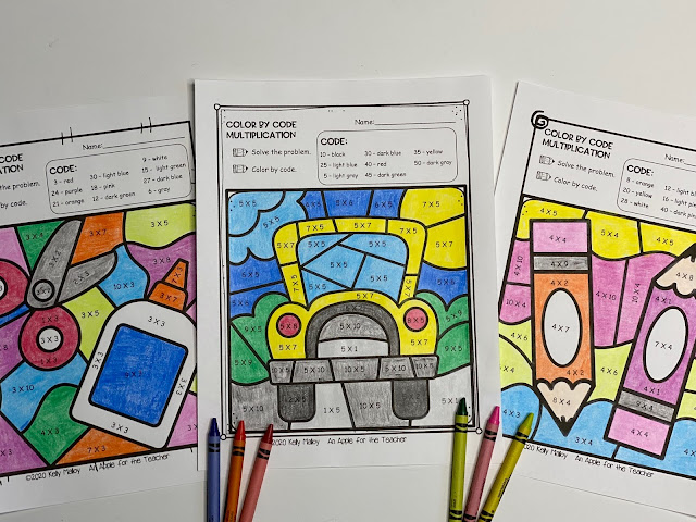An Apple For The Teacher: Back to School Color by Number Worksheets
