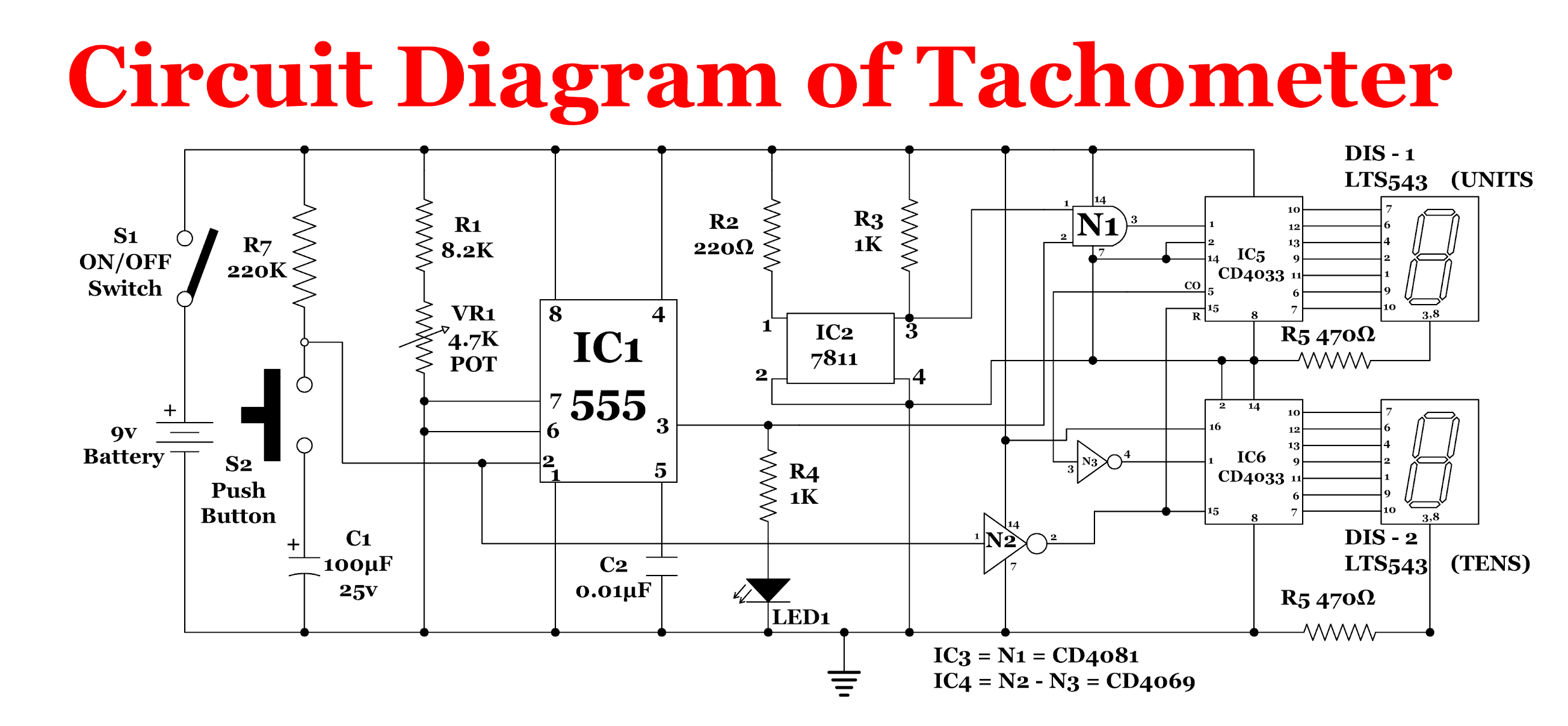 How to make Tachometer - DIY Tachometer – Electronics Project