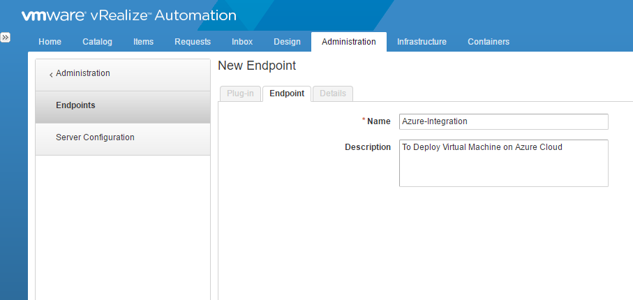 -: vRA Integration with Microsoft Azure