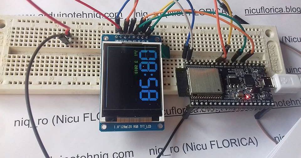 Arduino tehNiq: 128x160 1.8" TFT display with ST7735 controlled by ESP32