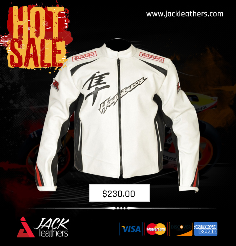 MotoGp leather jackets: HAYABUSA MOTORCYCLE LEATHER RACING JACKET