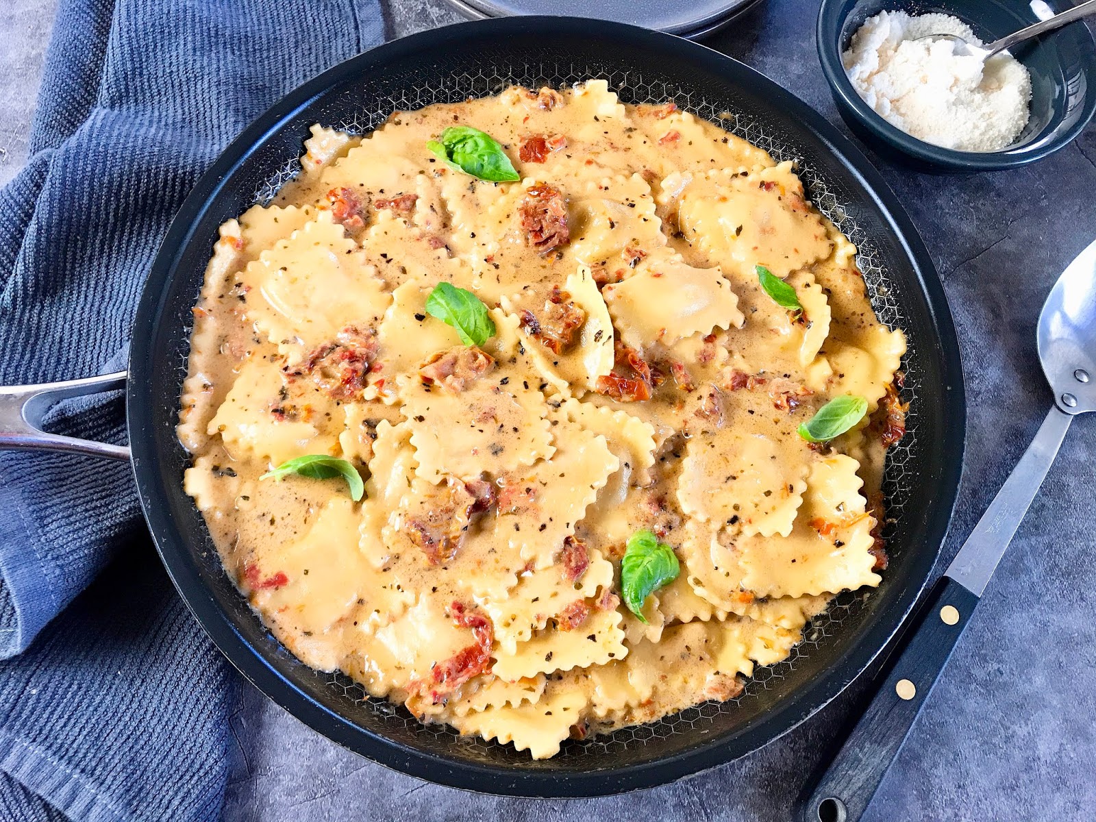 Ravioli with Sun Dried Tomato Cream Sauce