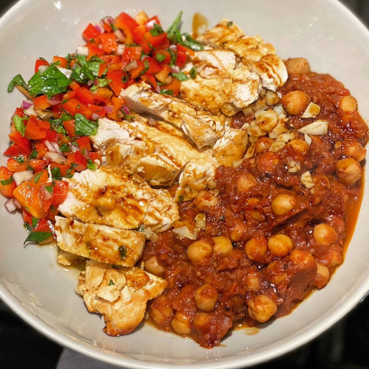 Double Pepper Chicken with Chickpea Stew and Salsa
