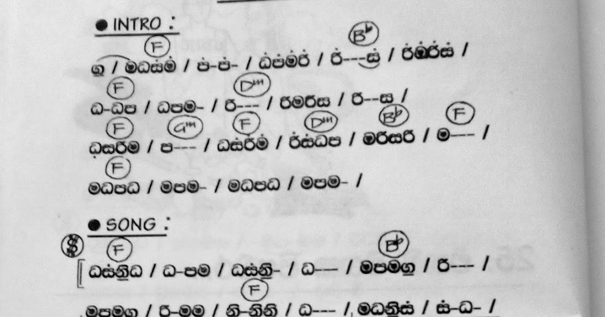 Sinhala Notation , Sinhala Piano Notes , Sinhala Keyboard Notations