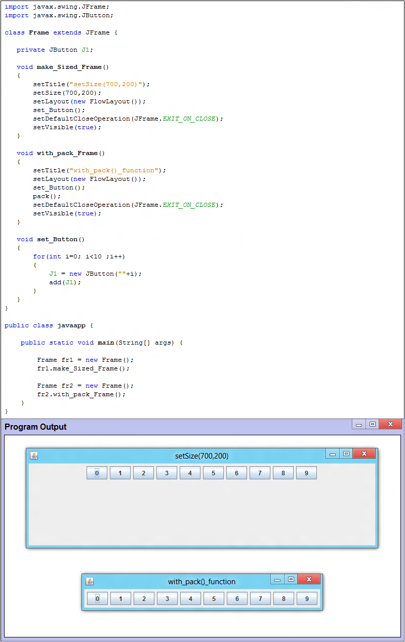 Easy Java Learn Swing Jframepack Function