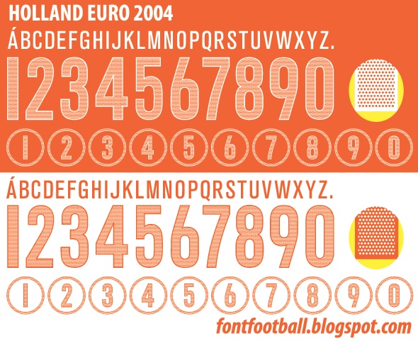 FONT FOOTBALL: Font Vector Holland Euro 2004 kit