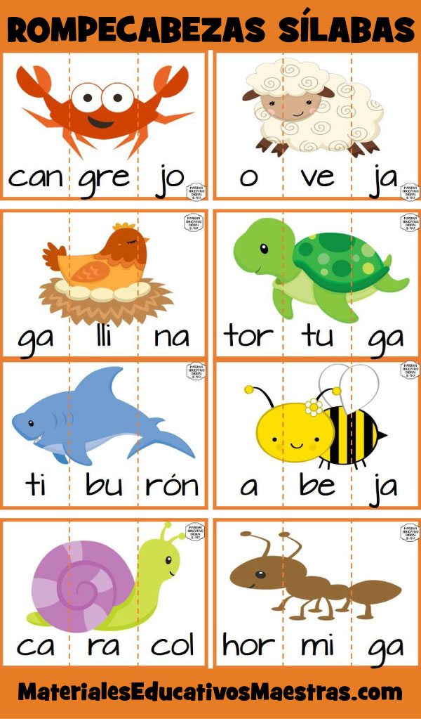 Rompecabezas de Sílabas | Materiales Educativos para Maestras