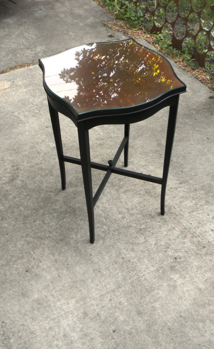 Wallmarks: Black Tea Table with Glass Top Insert