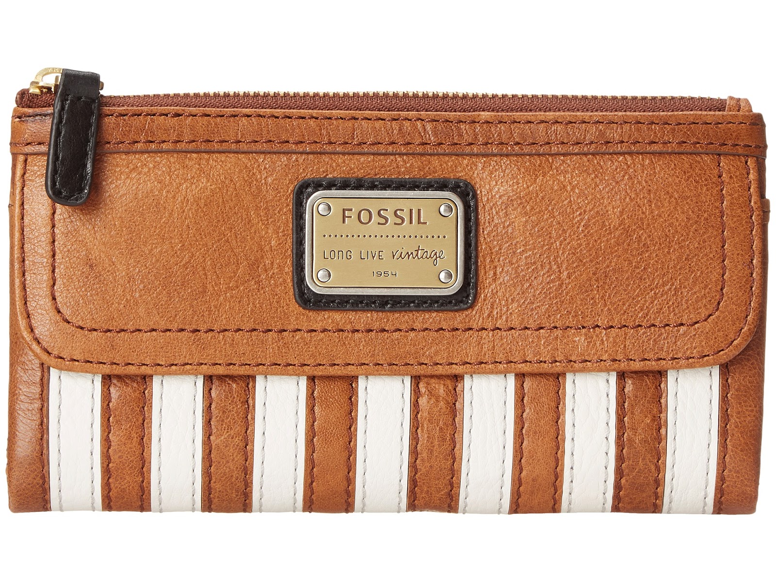 USA Boutique: FOSSIL Emory Leather Clutch Wallet - Brown Multi