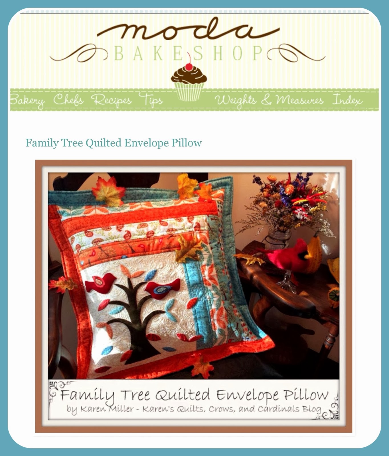 Karen's Quilts, Crows and Cardinals: My Family Tree Pillow Recipe on ...