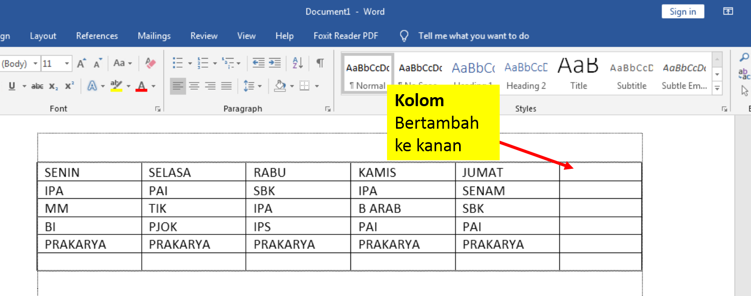 Cara Buat Tabel Di Microsoft Word