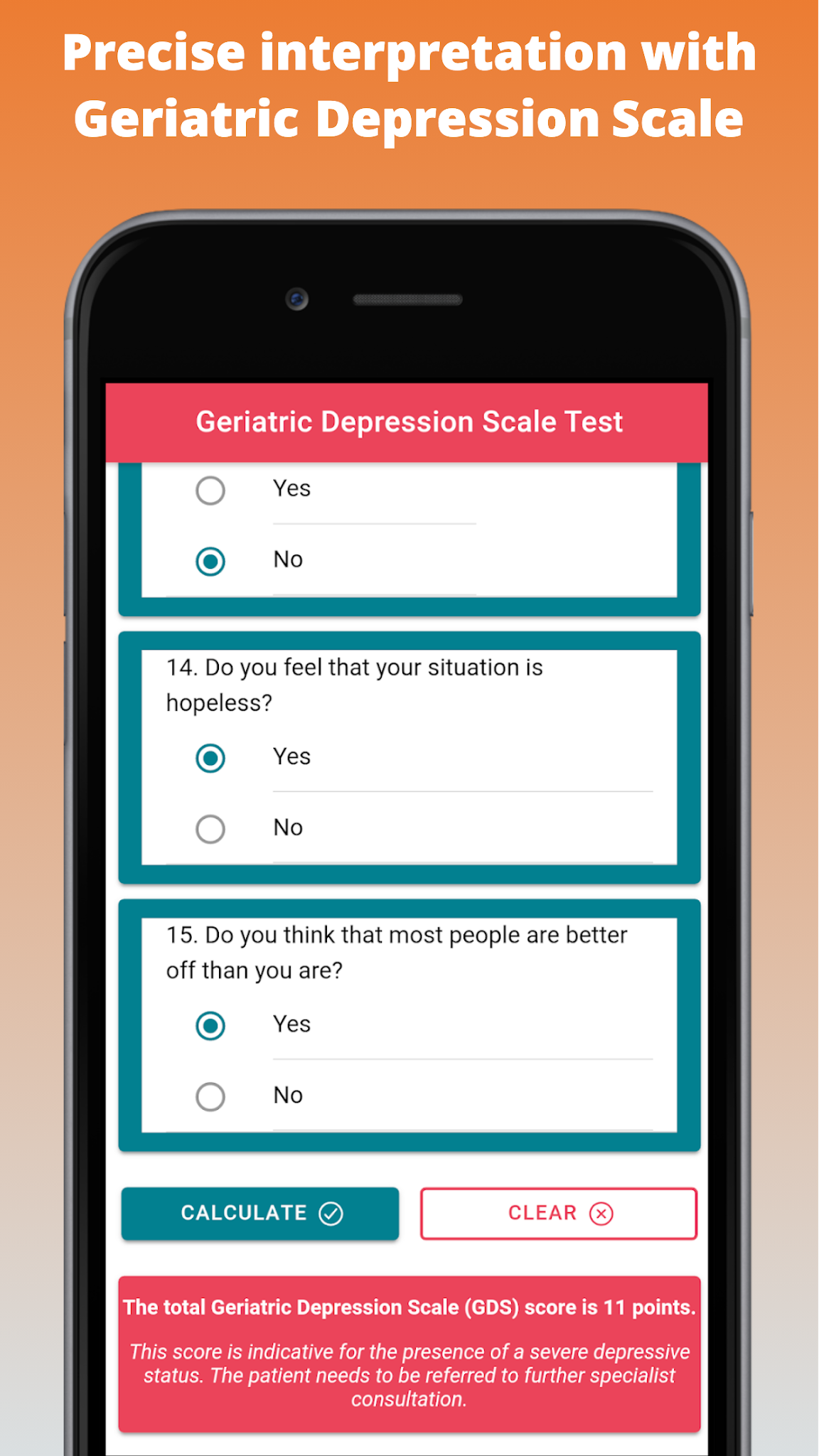 Geriatric Depression Scale - Self Harm Tracker ~ iMedical Apps