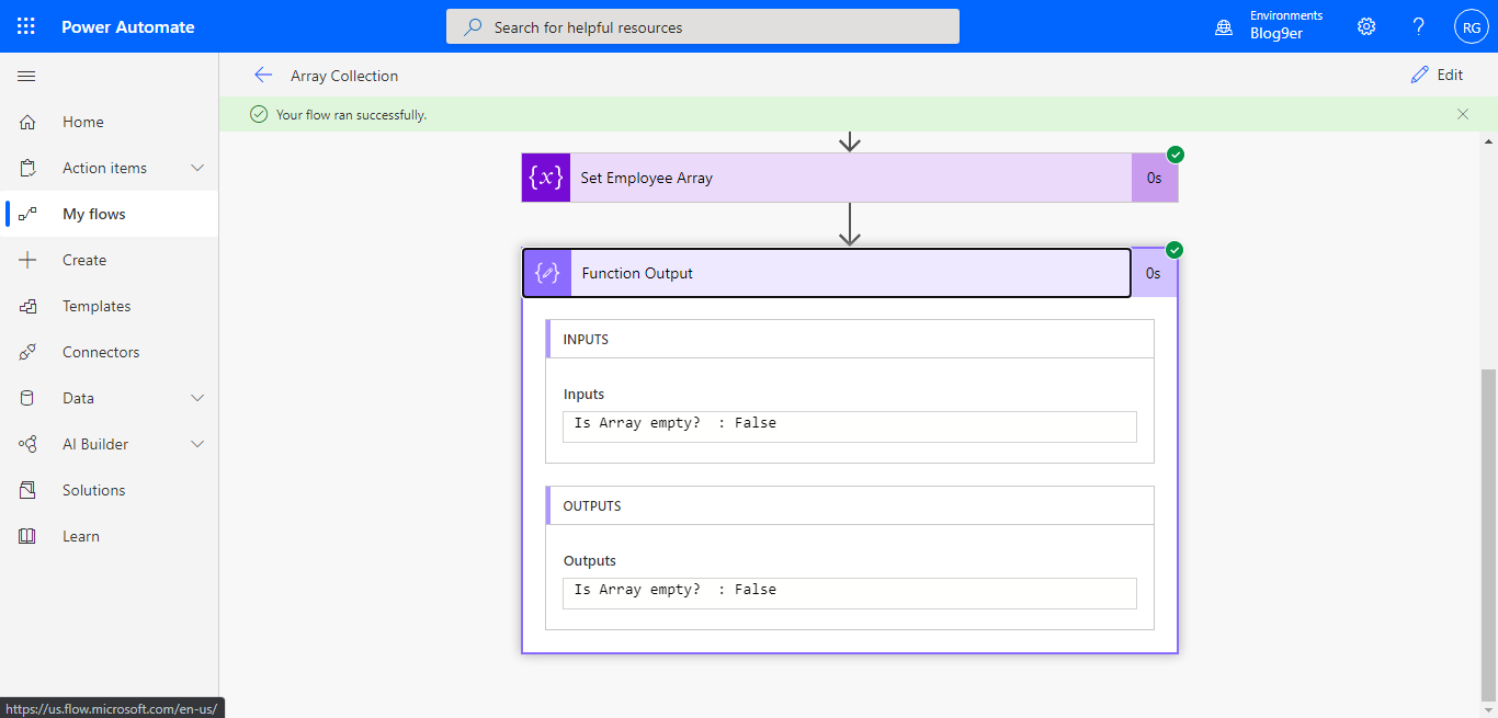 Array functions in Microsoft Flow.