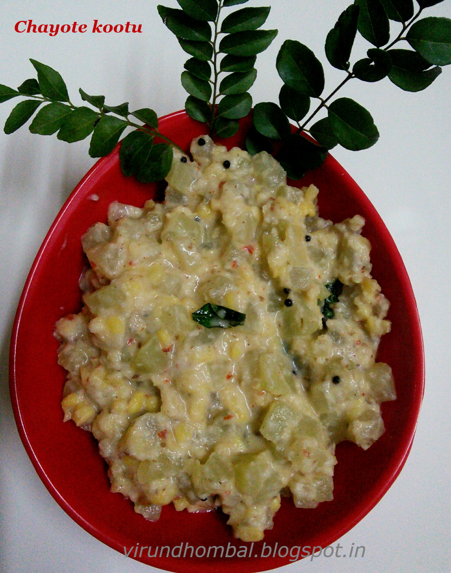 Chow chow (chayote) Kootu (Chayote with moong dal and Coconut)