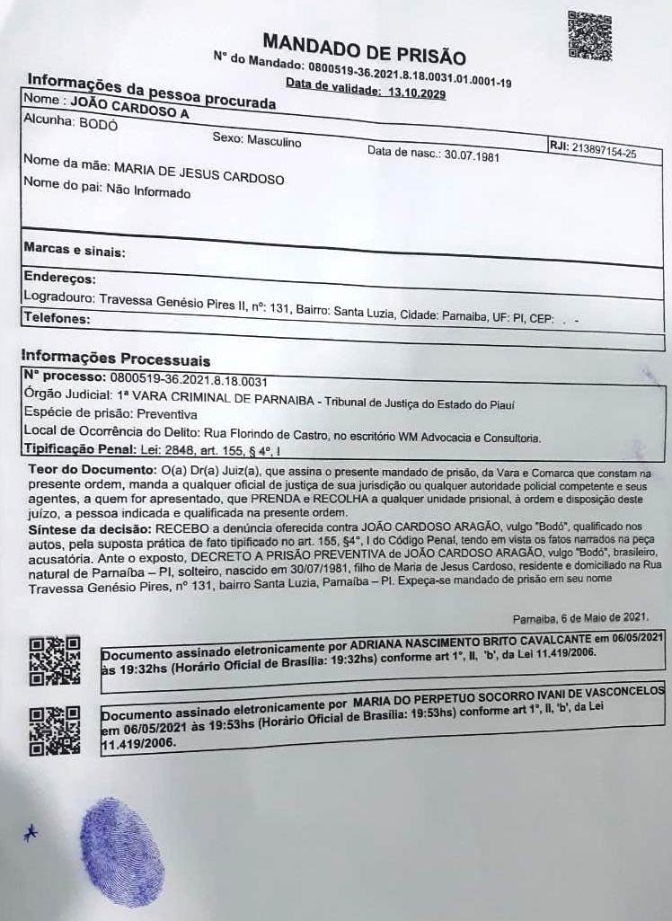 Polícia Civil Cumpre Mandado De Prisão Por Furto Qualificado Em
