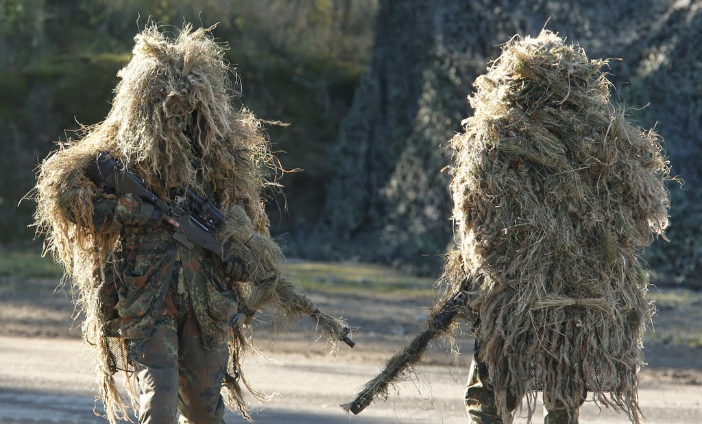 German Snipers of the Bundeswehr during the annual military exercises ...