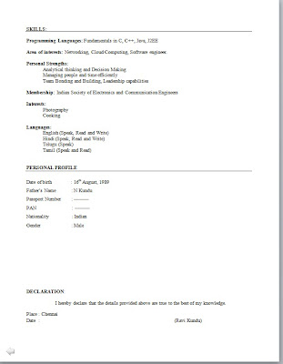 Electronic Engineer Resume Format