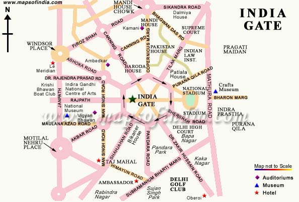 Map Of India Gate Delhi - United States Map