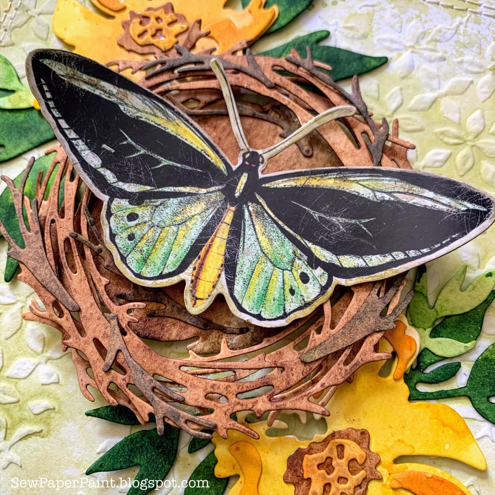 SewPaperPaint: Tim Holtz Spring Wreath and Brushstroke Flowers Card