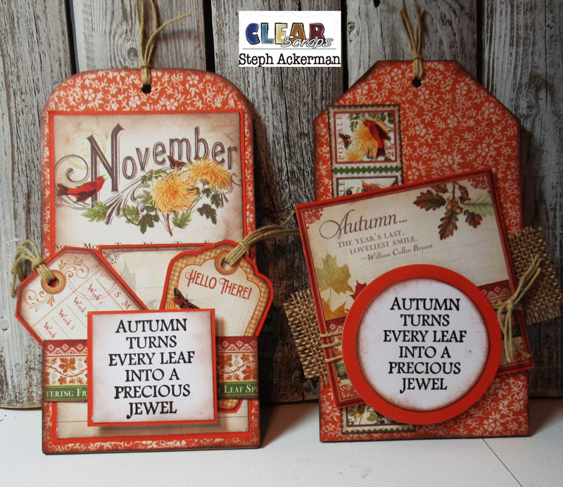 Live Laugh Scrap with Steph Ackerman: Autumn Tags with Clear Scraps