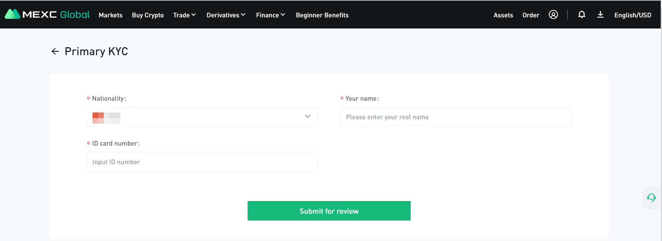 How to complete MEXC exchange KYC on webpage?