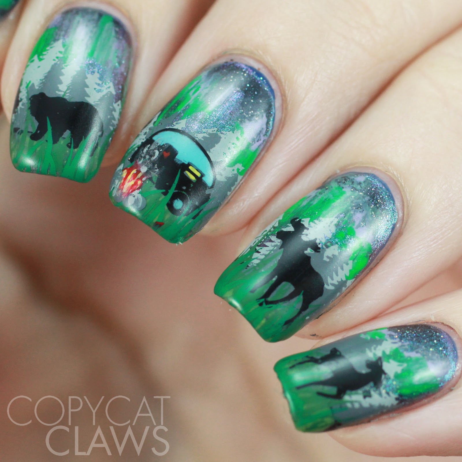 Copycat Claws: The Digit-al Dozen does Vacation - Camping Nails