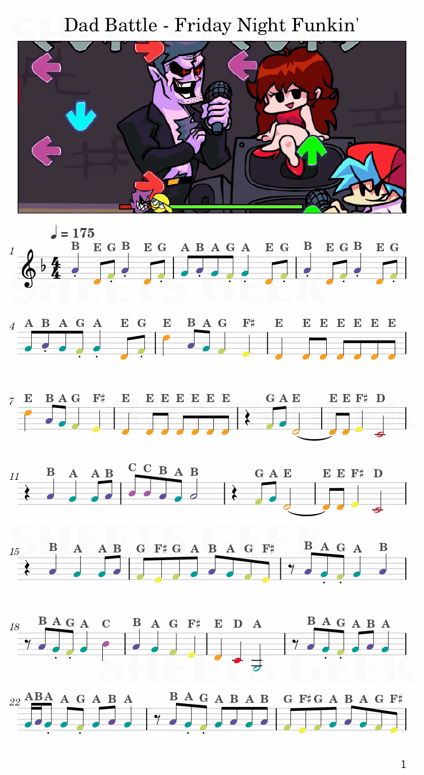 Dad Battle - Friday Night Funkin' | Easy Sheet Music