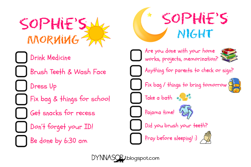 Dynnasor Morning Evening Routine Checklist For Kids dynnasor-morning-evening-routine-checklist-for-kids