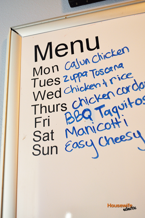 Whiteboard Menu and Shopping List - Housewife Eclectic