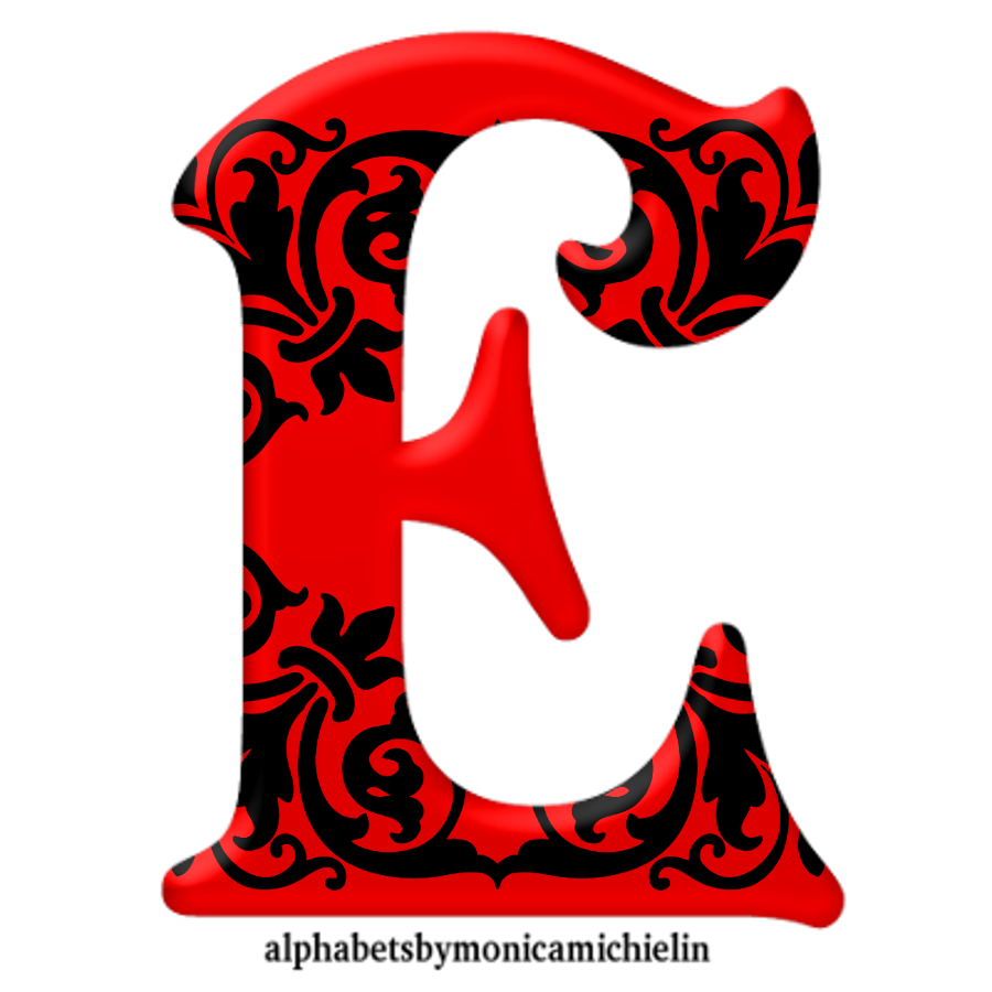 M. Michielin Alphabets: RED BLACK DAMASK TEXTURE ORNAMENT ALPHABET ...