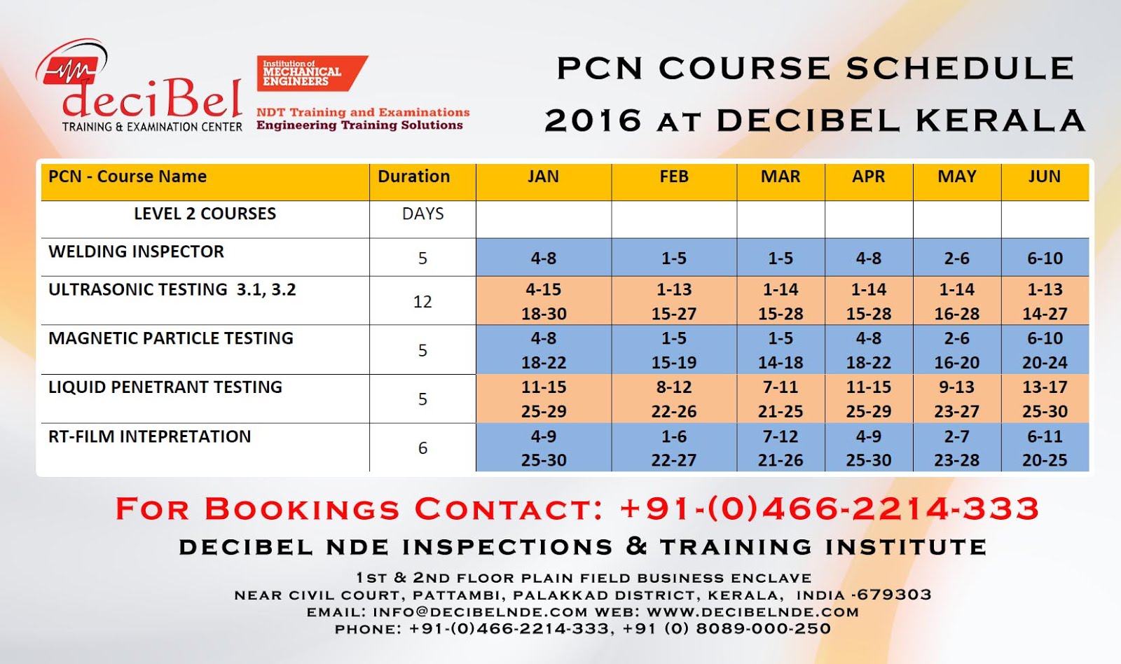 PCN Course Schedule 2016 At Decibel Pattambi PCN Course Schedule 2016 At Decibel Pattambi