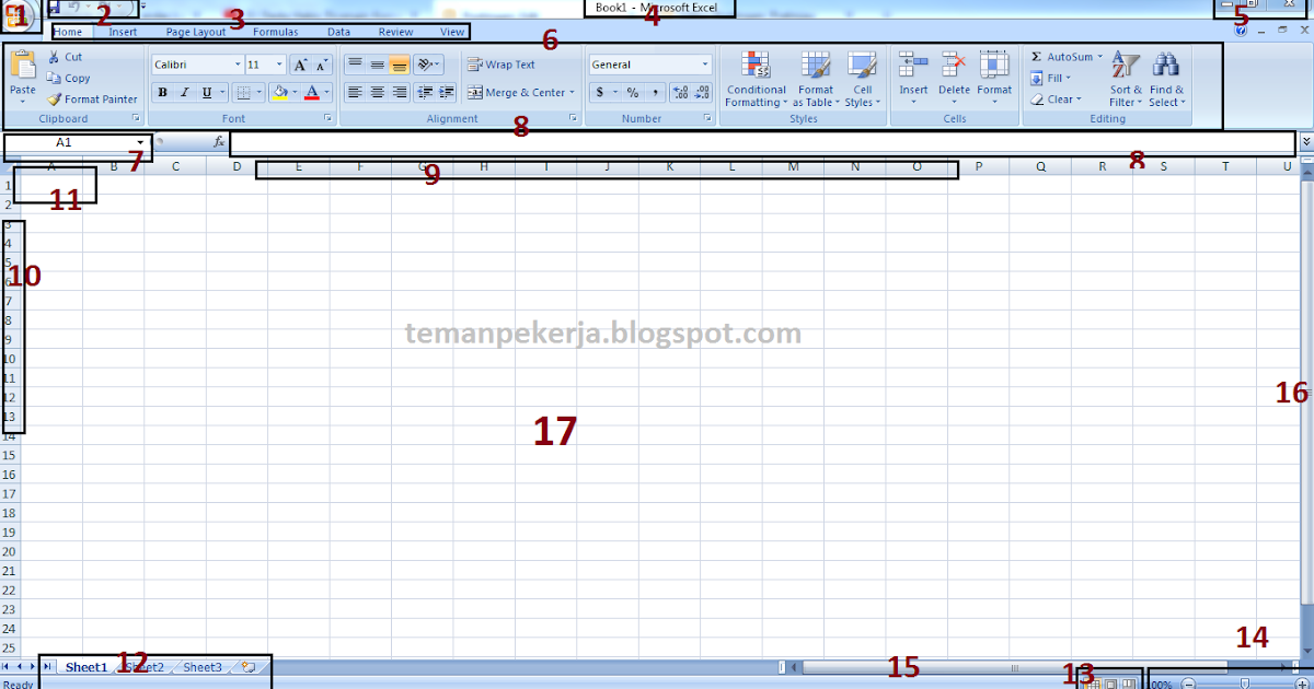 Mengenal Interface (Tampilan) Ms Excel