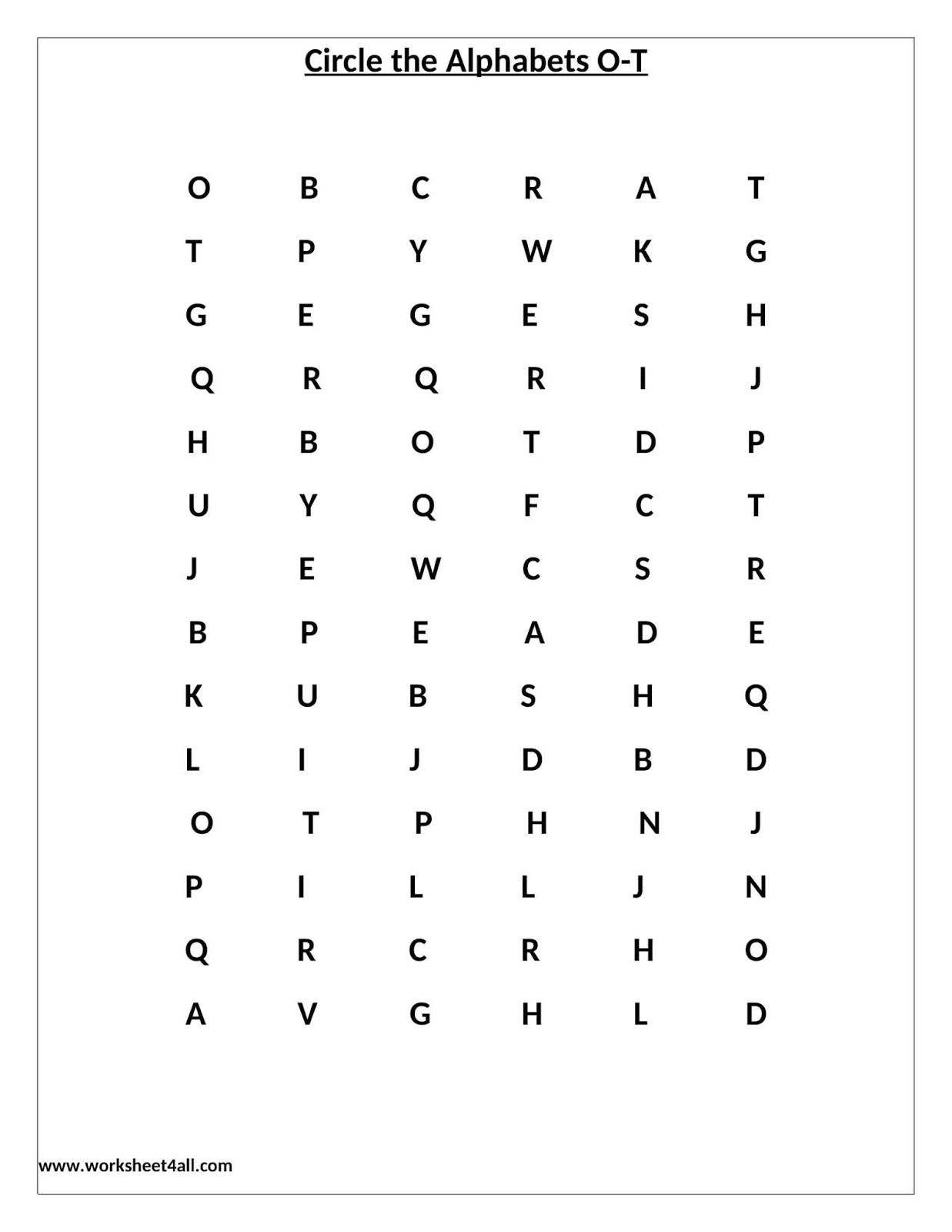 Worksheet4All: Circle The Letters Worksheet | Alphabet In Circle