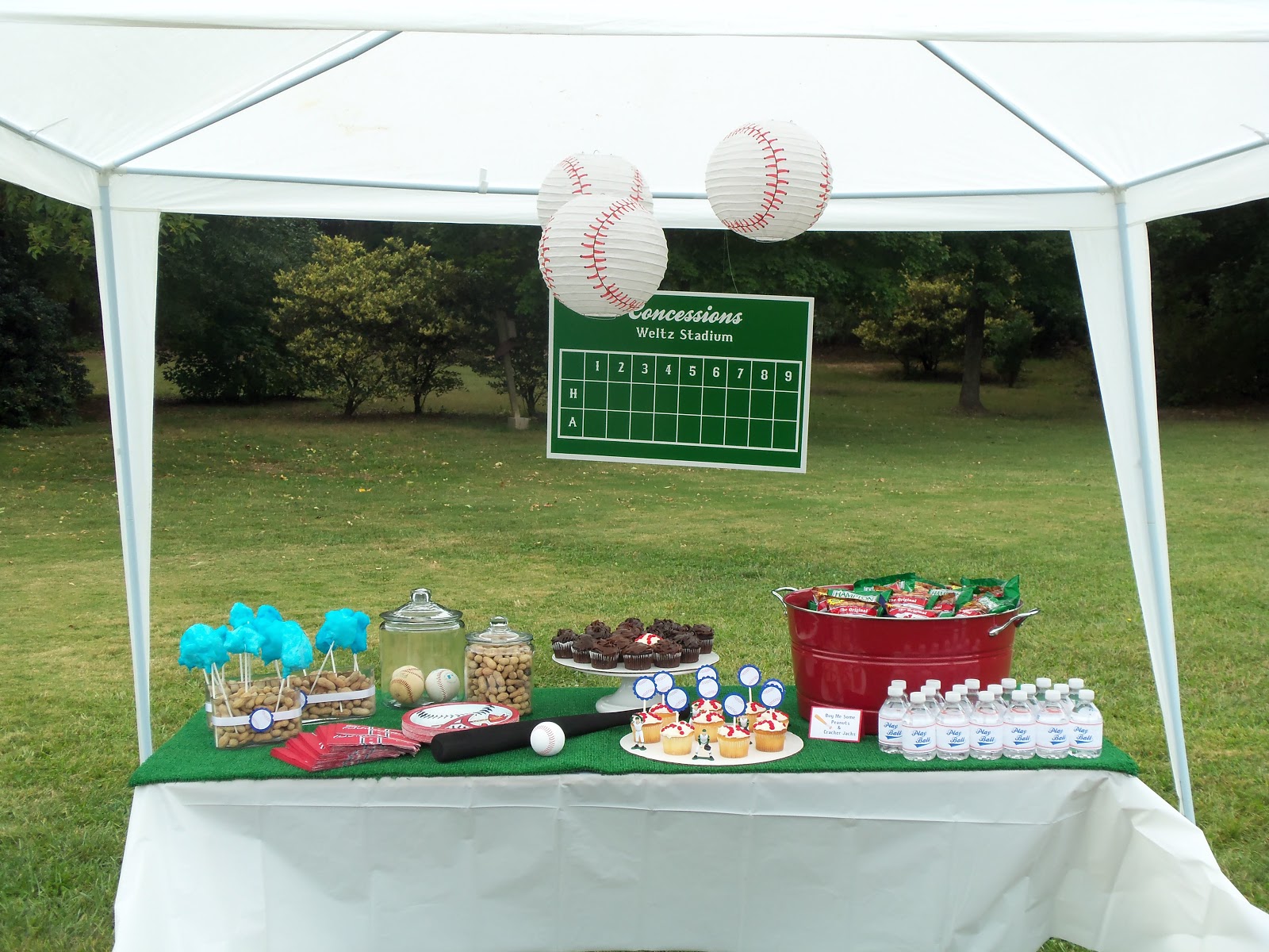 Baseball decor and astroturf gave this party just the right touch.